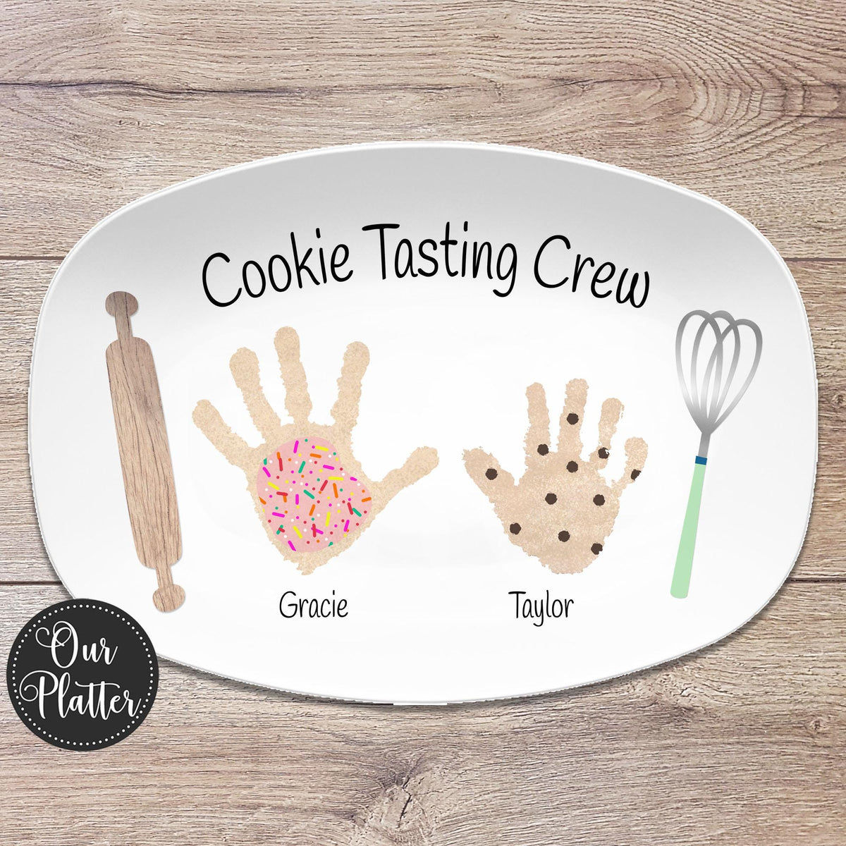 Handprint Cookie Custom Personalized Platter, Gift from Kids – Our Platter