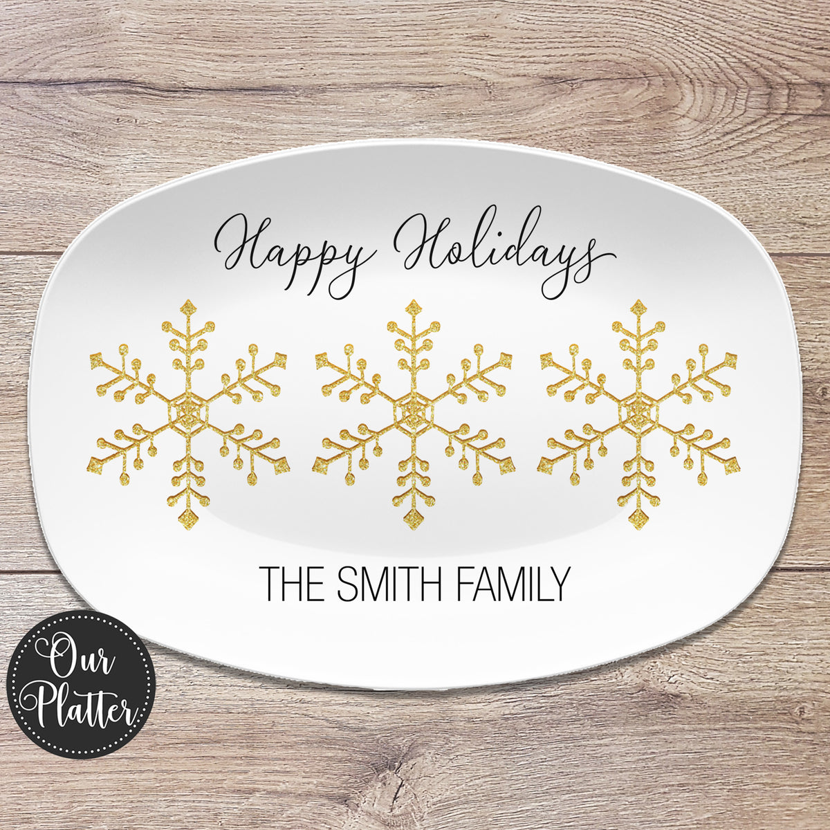 Snowflake Personalized Holiday Platter – Our Platter