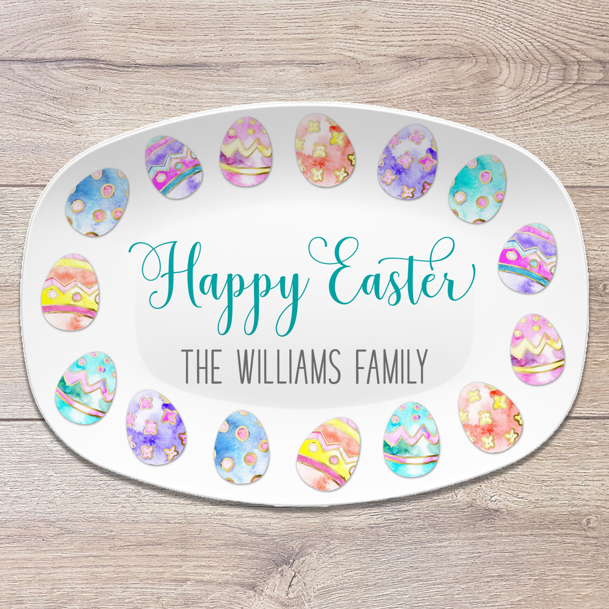 Easter Colorful Eggs Personalized Platter – Our Platter