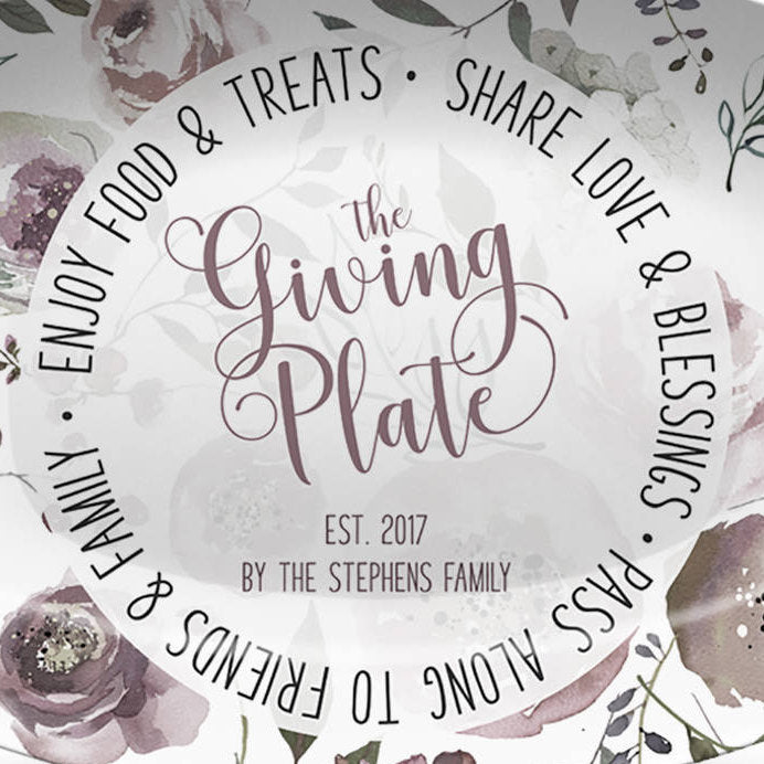 Neighborhood Giving Platter | Boho Gray Floral | Personalized Plate ...