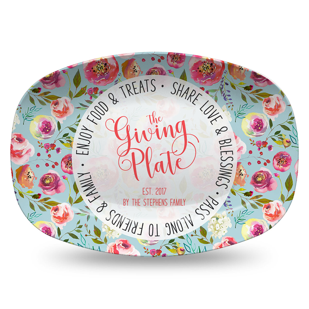Giving Platter | Boho Blue Floral | Personalized Plate – Our Platter