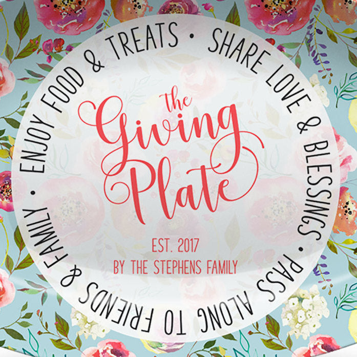 Giving Platter | Boho Blue Floral | Personalized Plate – Our Platter