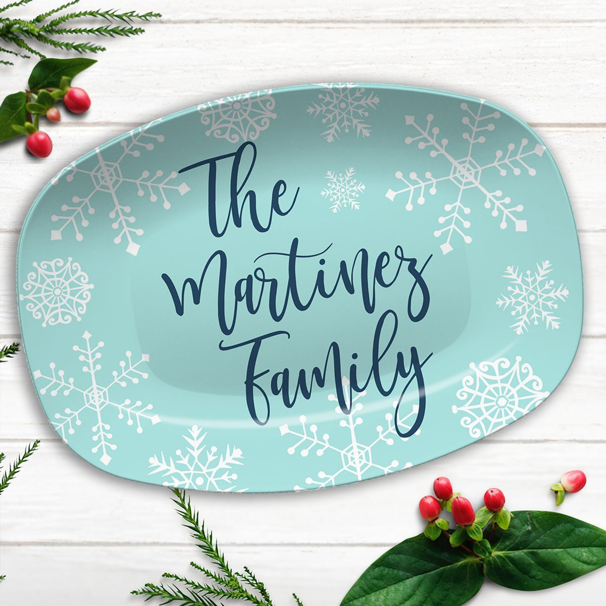 Blue Winter Snowflake Personalized Platter – Our Platter