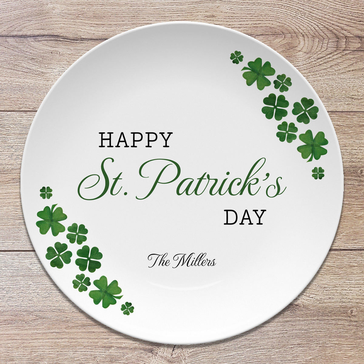 St. Patrick's Day Shamrock Clover Personalized Plate Platter – Our Platter